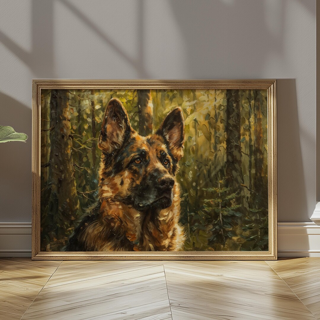 German Shepherd Portrait Wall Art Print Download for Home Decoration ...