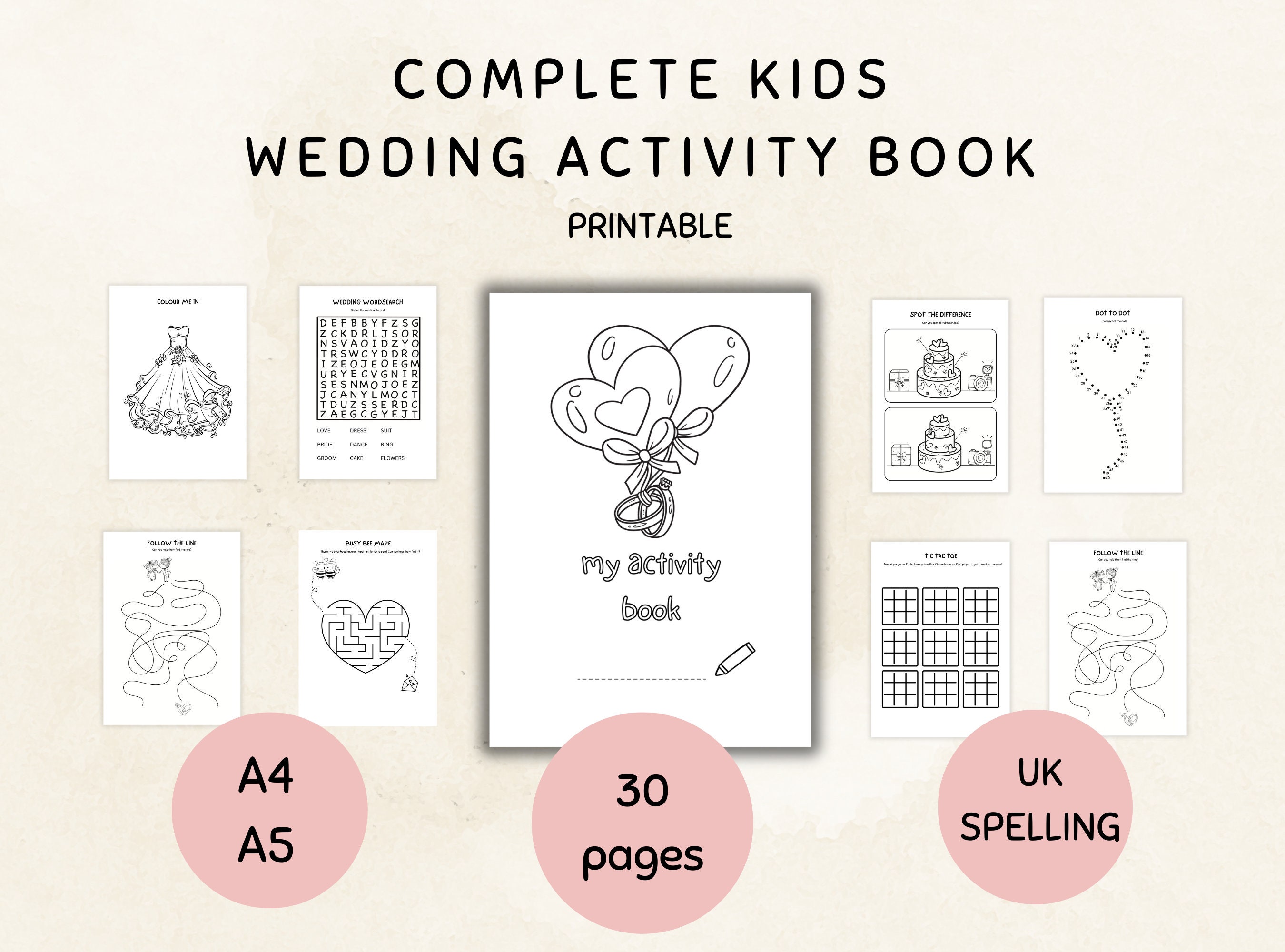 Kids Wedding Activity Book Printable Kids Wedding Activity Reception ...