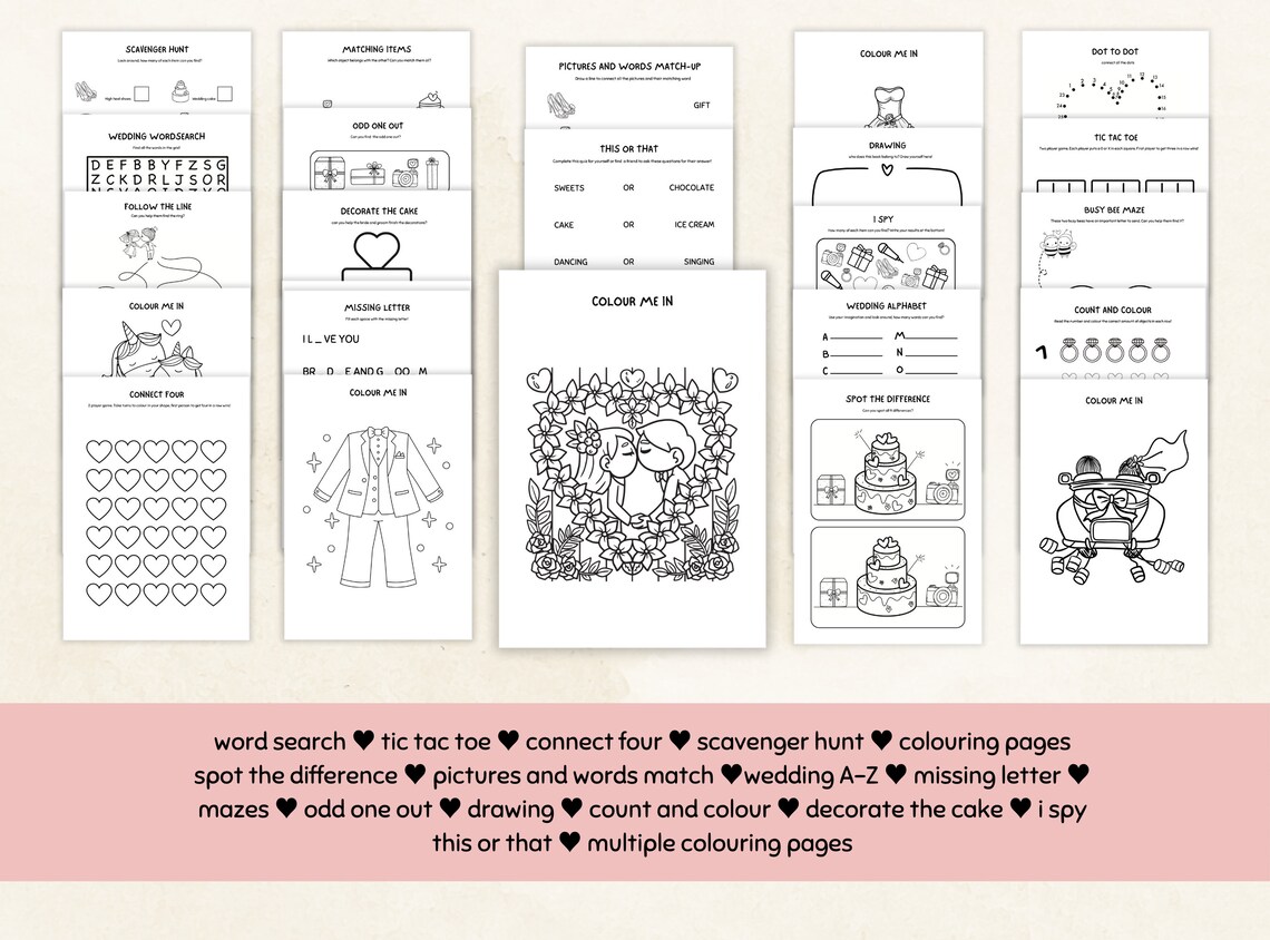 Kids Wedding Activity Book Printable Kids Wedding Activity Reception ...