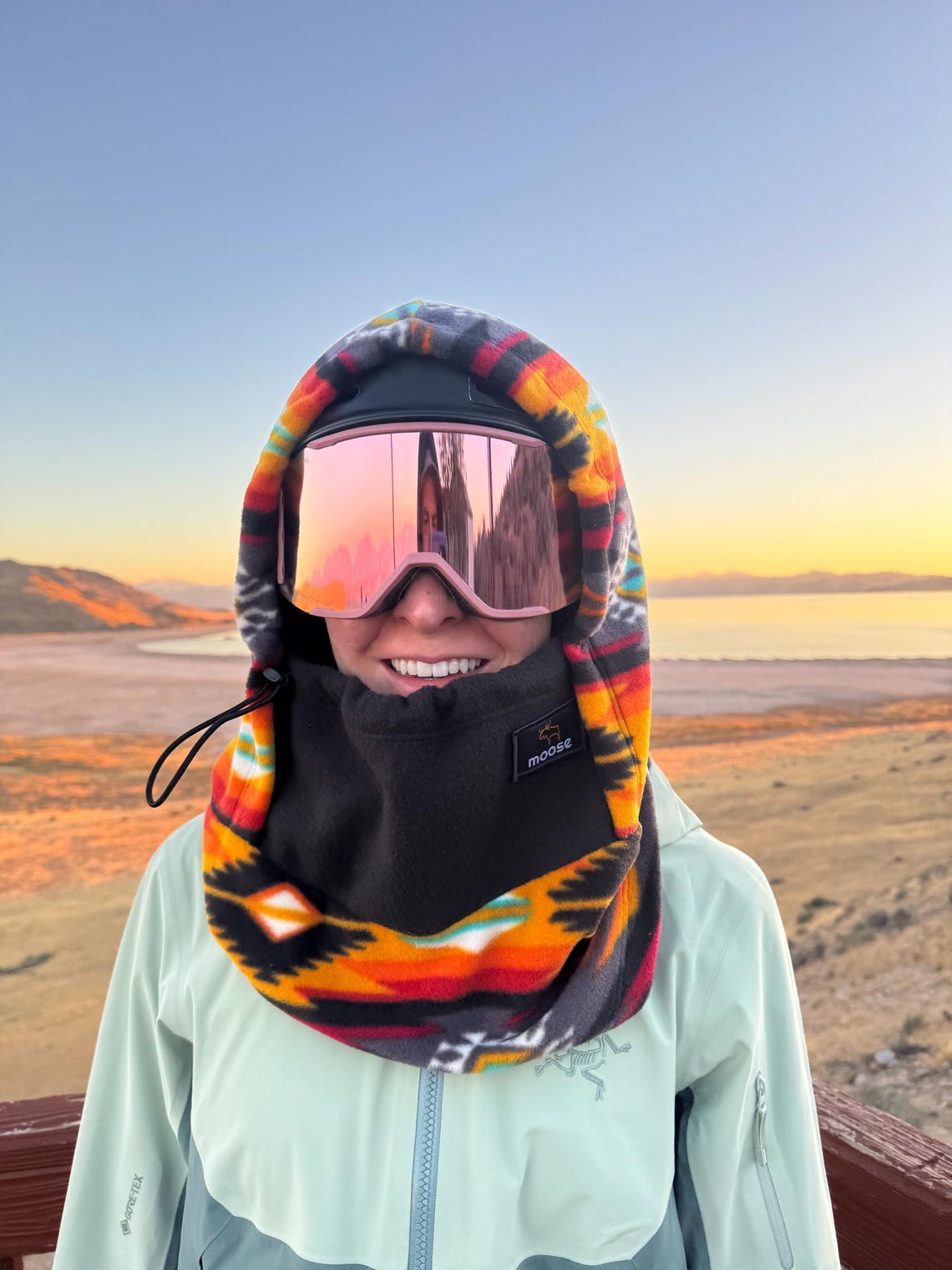 Fleece Ski/snowboard Hood, Over Helmet Balaclava Orange/black - Etsy
