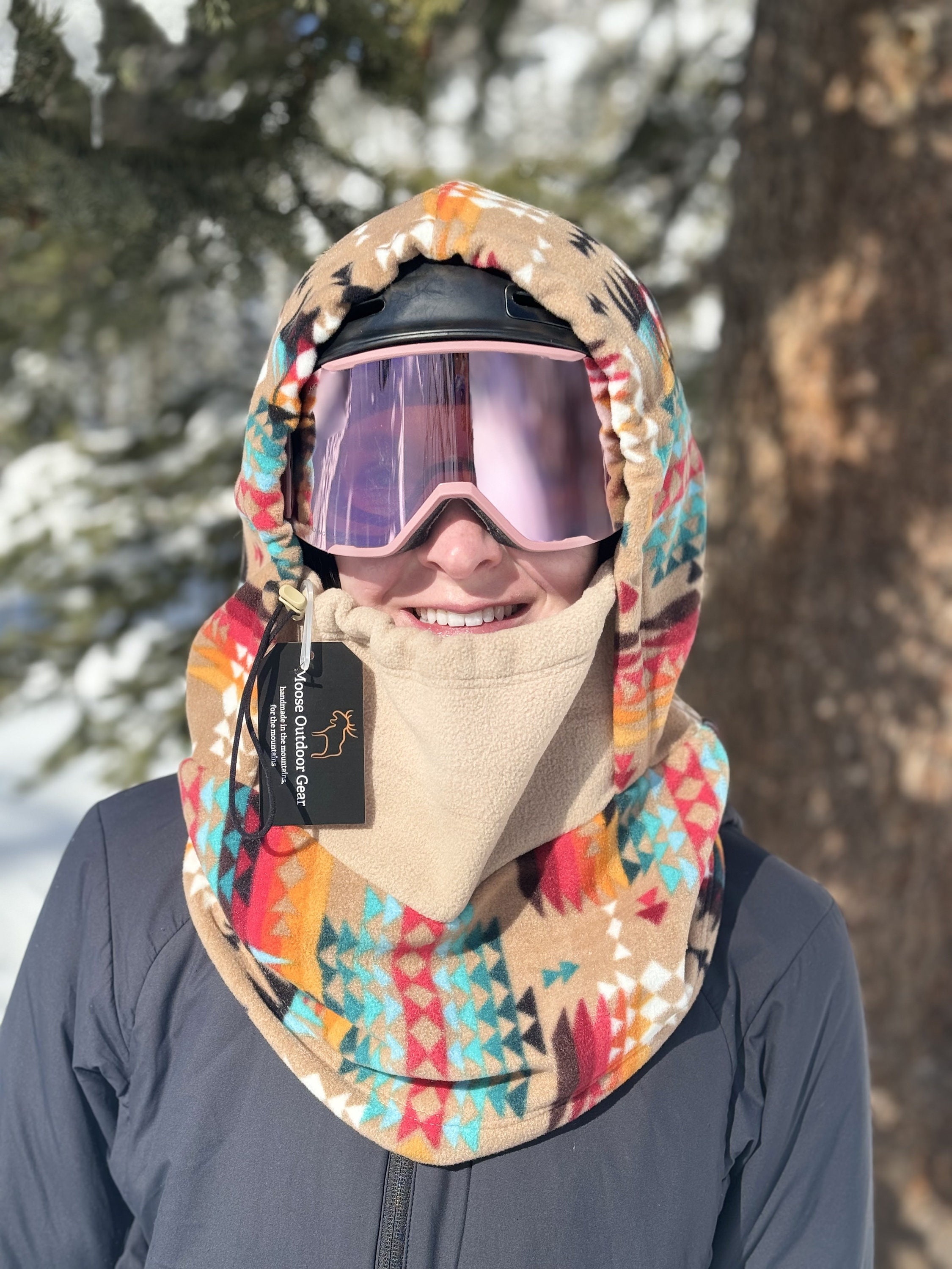 Fleece Ski/snowboard Hood, Over Helmet Balaclava Brown - Etsy