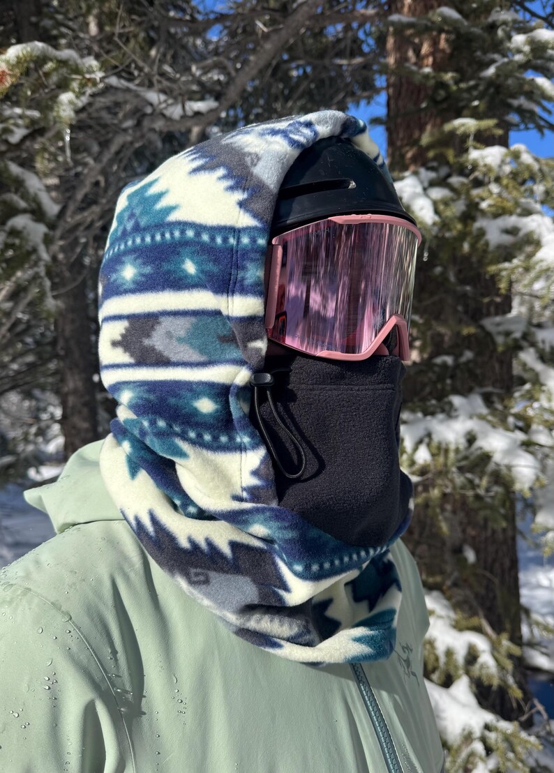 Fleece Ski/snowboard Hood, Over Helmet Balaclava Blue - Etsy