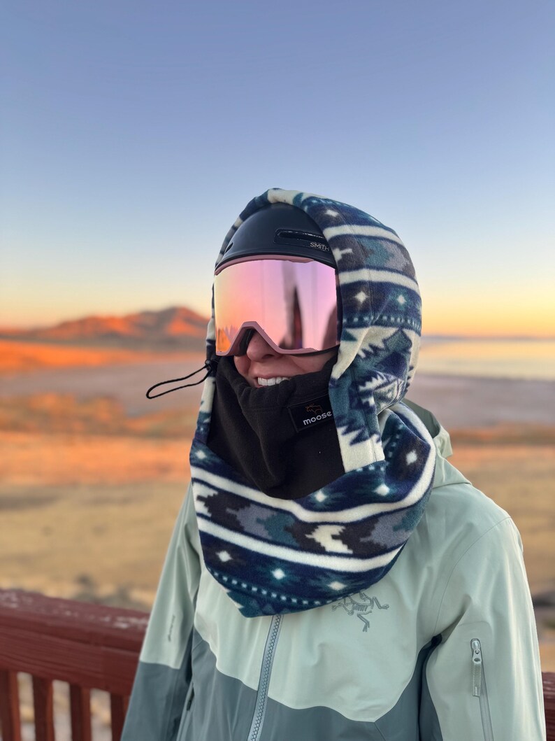 Fleece Ski/snowboard Hood, Over Helmet Balaclava Blue - Etsy