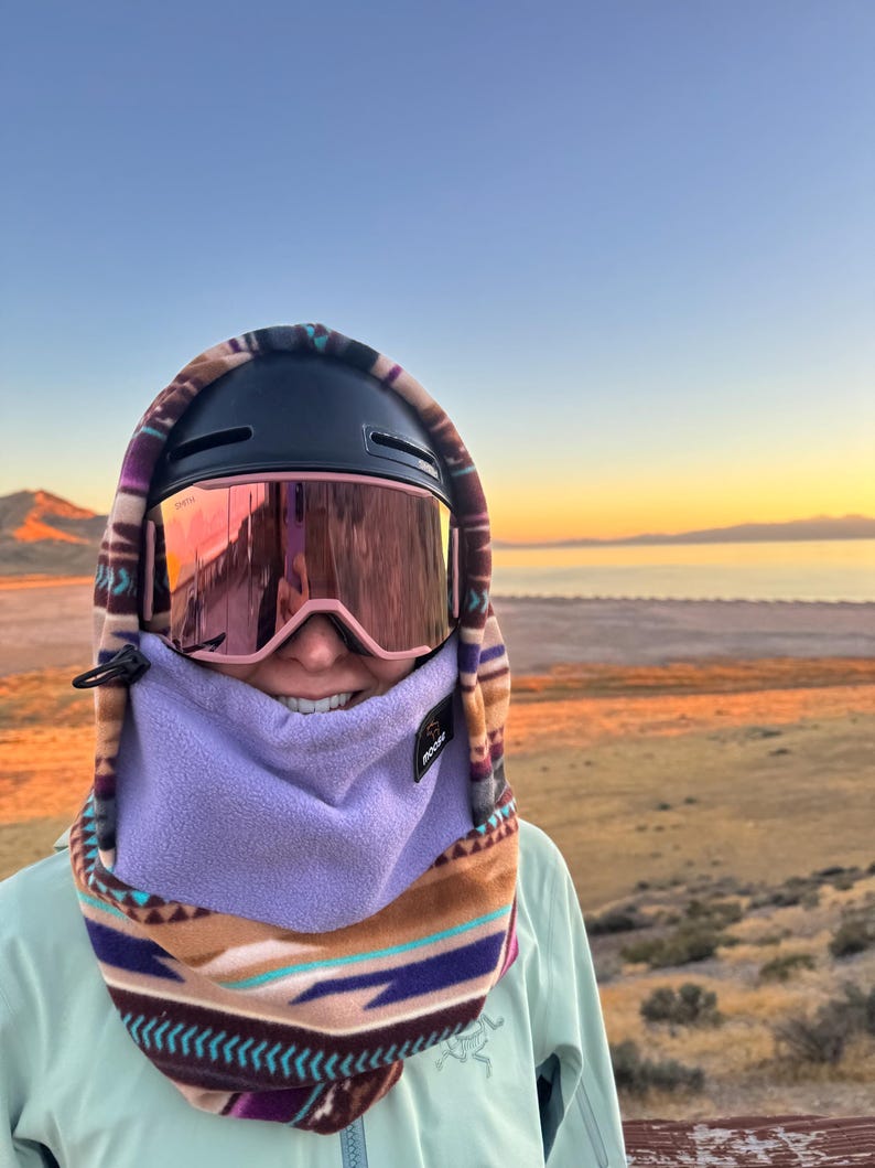 Fleece Ski/snowboard Hood, Over Helmet Balaclava Purple - Etsy