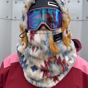 Fleece Ski/snowboard Hood, Over Helmet Balaclava Sherpa Aztec - Etsy