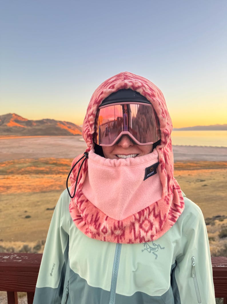Fleece Ski/snowboard Hood, Over Helmet Balaclava Pink - Etsy