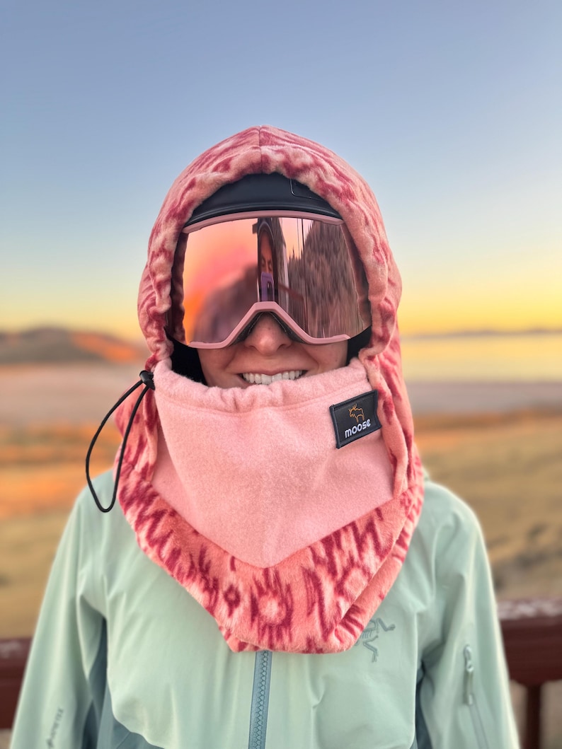 Fleece Ski/snowboard Hood, Over Helmet Balaclava Pink - Etsy