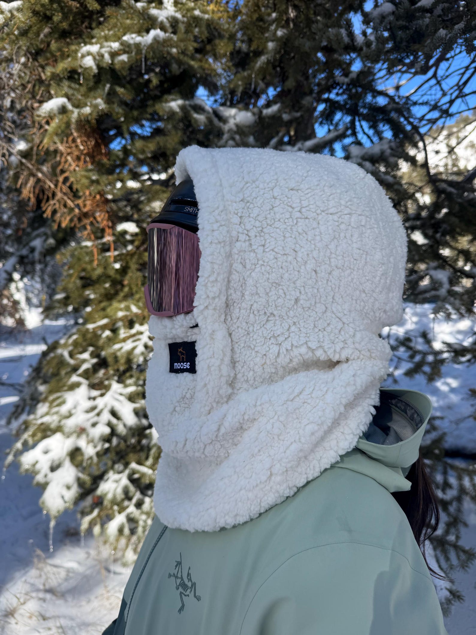Fleece Ski/snowboard Hood, Over Helmet Balaclava White Sherpa - Etsy