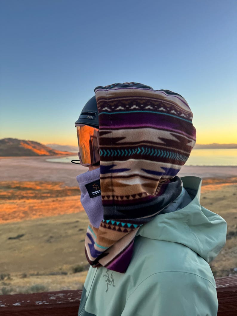 Fleece Ski/snowboard Hood, Over Helmet Balaclava Purple - Etsy