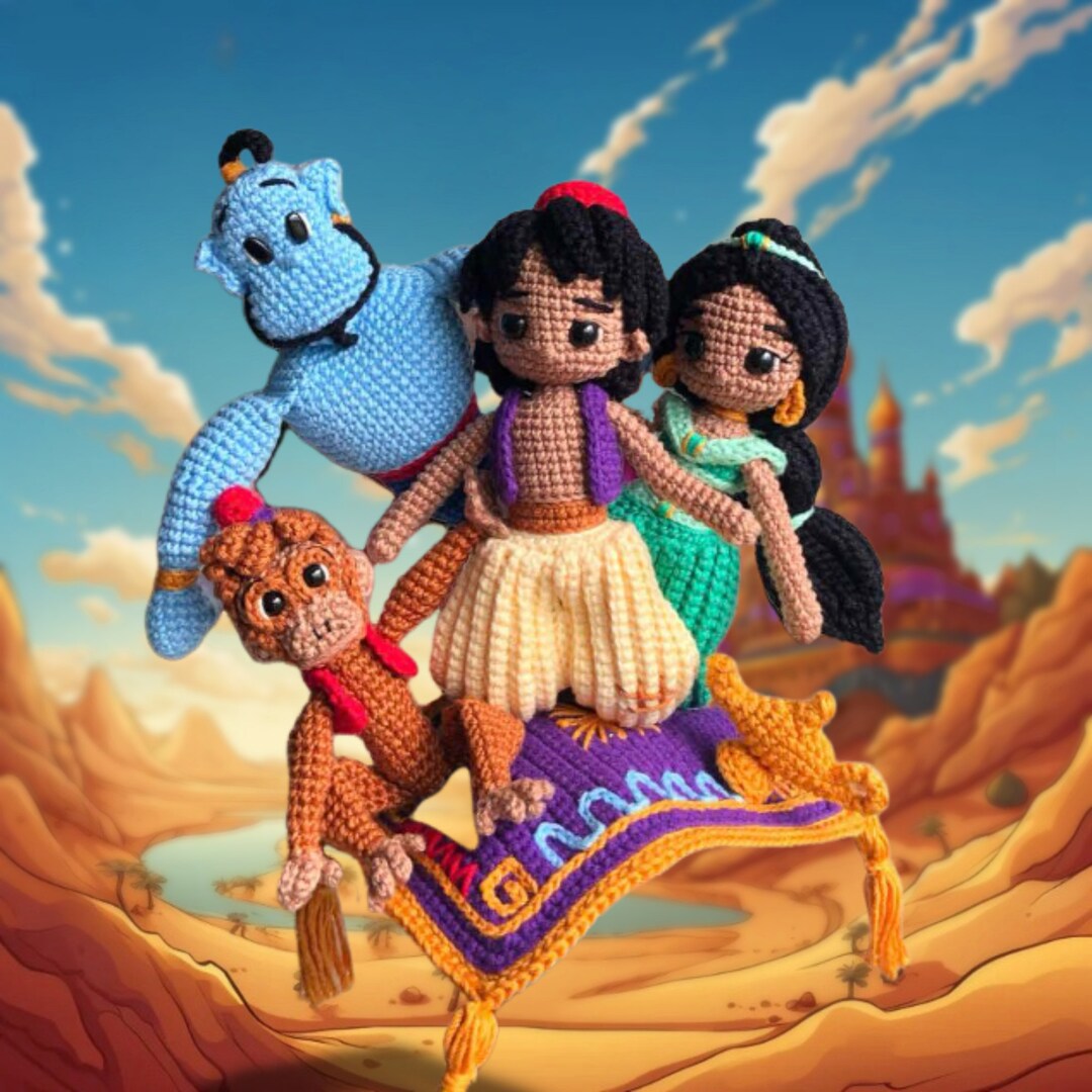 Crochet Pattern Bundle: Aladdin, Jasmine, Abu & Genie Crochet Magical ...