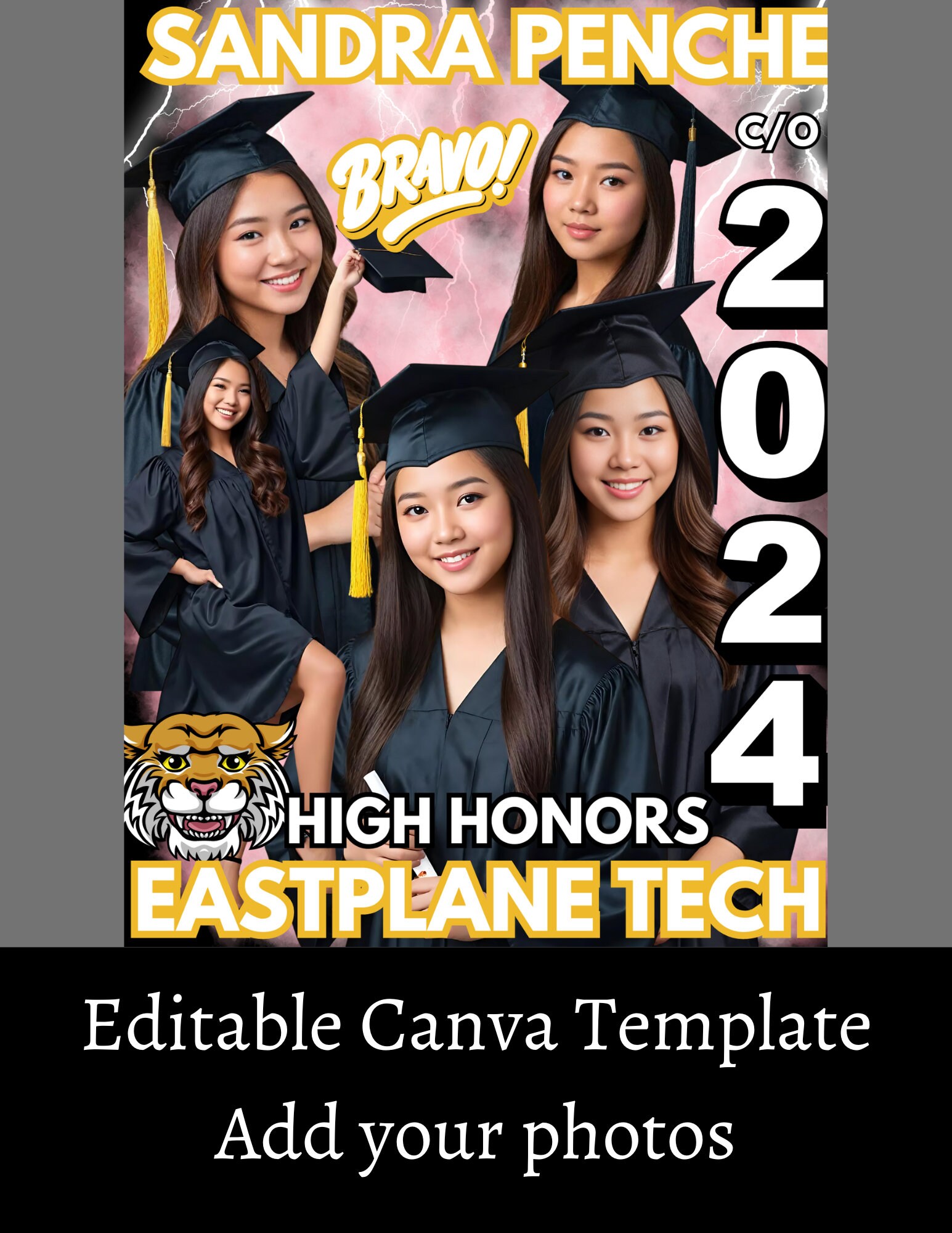 Class of 2024 Graduation Flyers Set Customizable Canva Templates ...