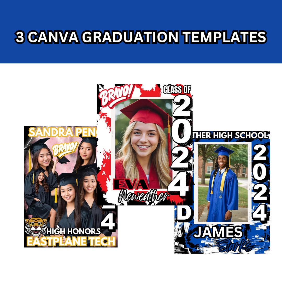 Class of 2024 Graduation Flyers Set ,customizable Canva Templates ...