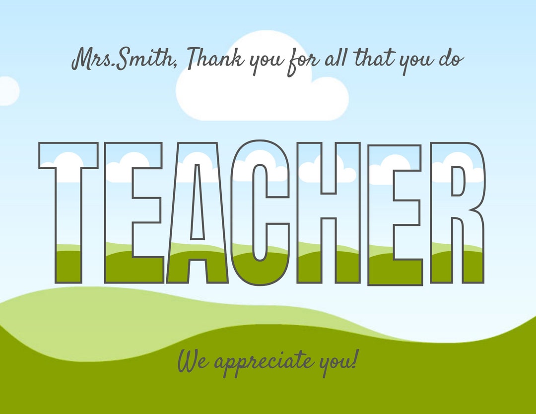 Teacher Appreciation Canva Template, Teacher Gift, Teacher Appreciation ...
