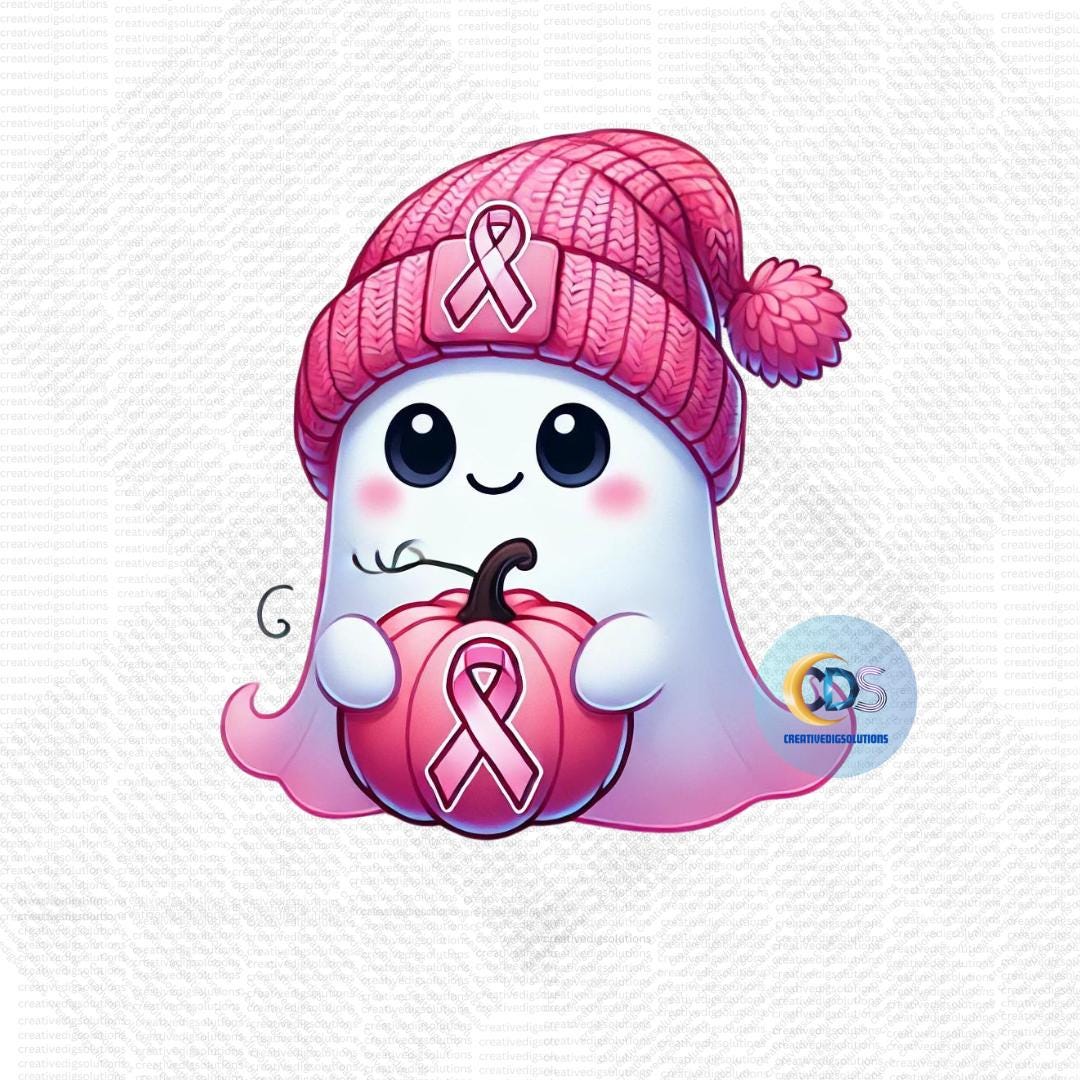 Cute Ghost PNG digital Clip Art instant Download breast Cancer ...