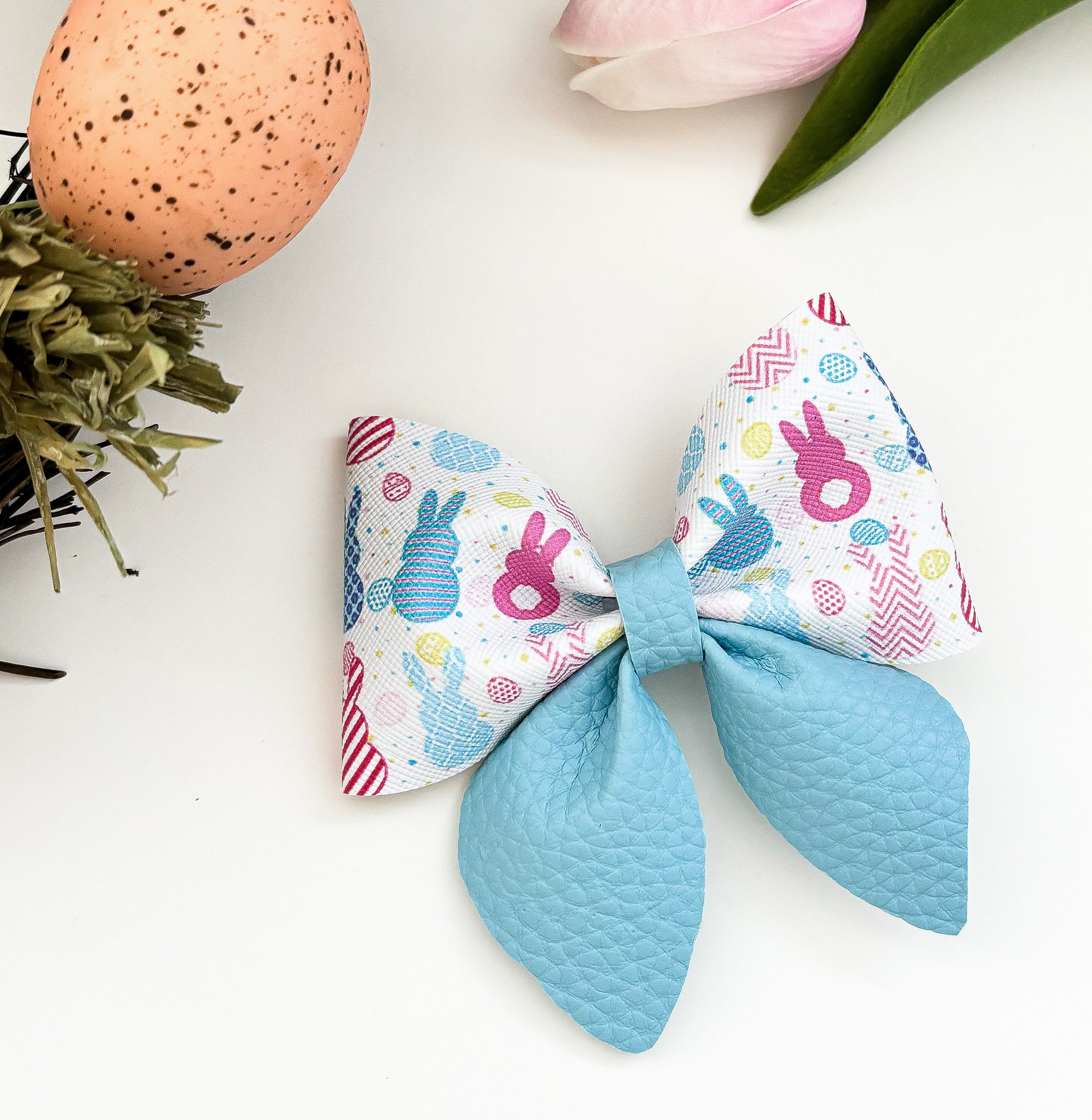 3.5 Easter Bunny Sailor Bow Soft Faux Leather - Etsy