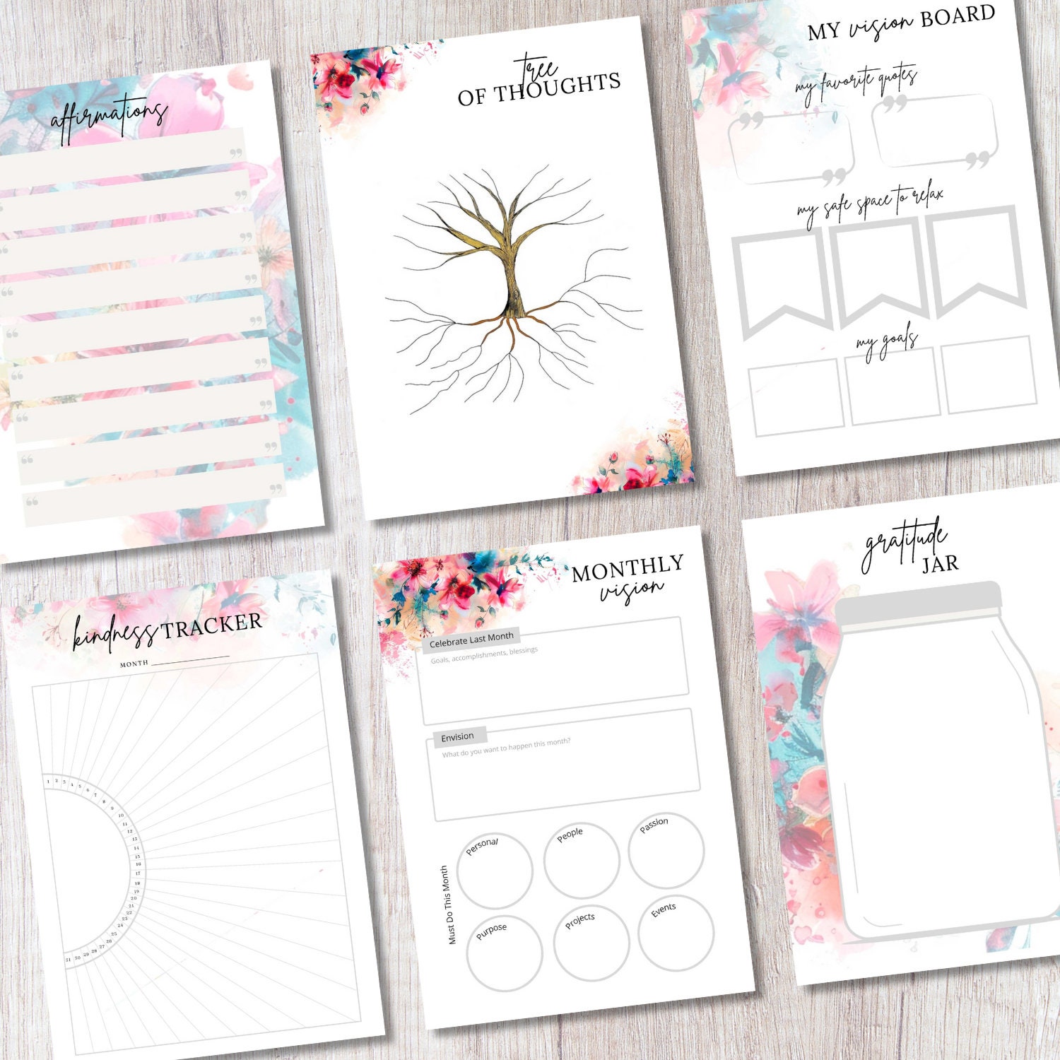 Vision Book Journal - Digital Download and Printable Files. Floral ...