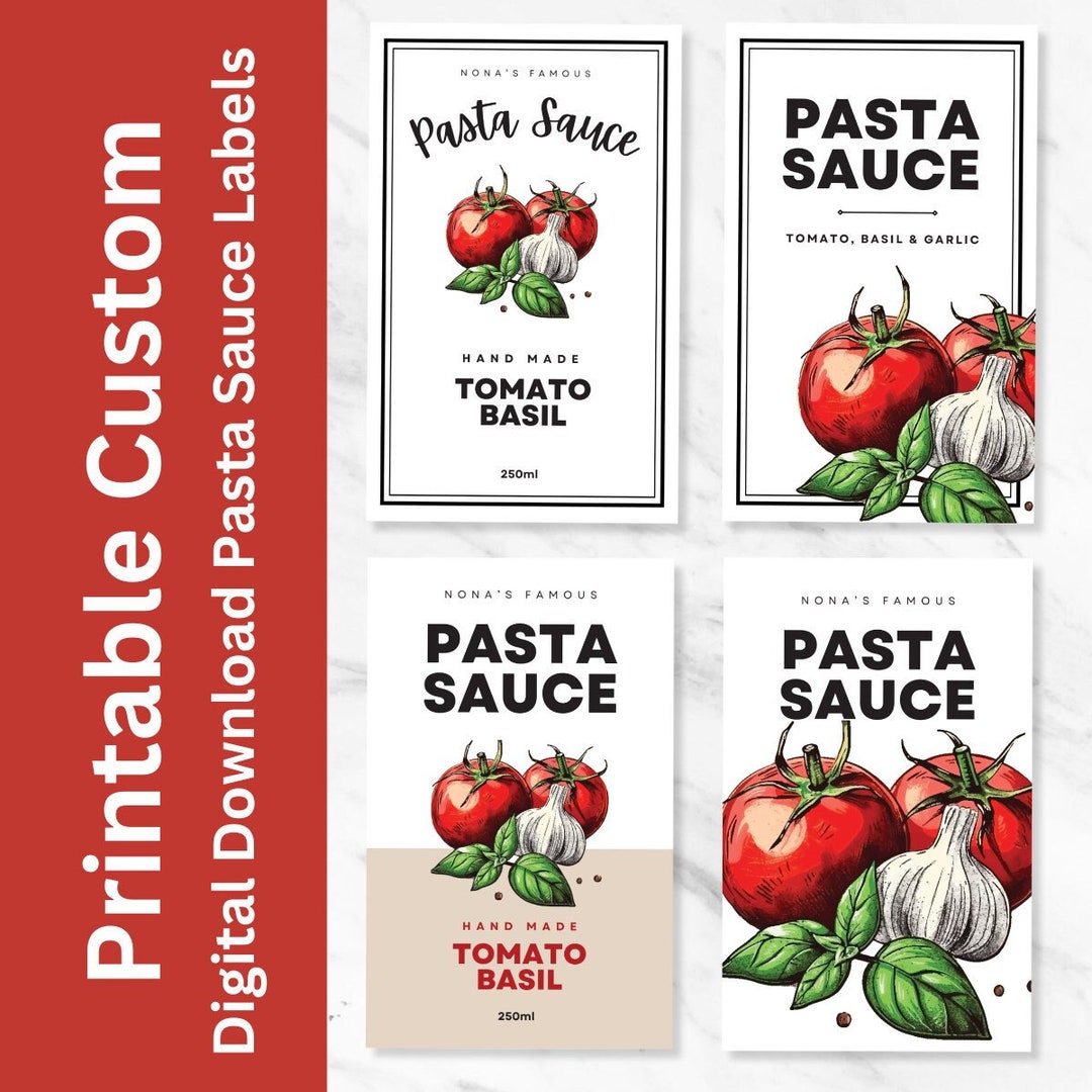 Customizable Pasta Sauce Label Templates - Digital Download (4 ...