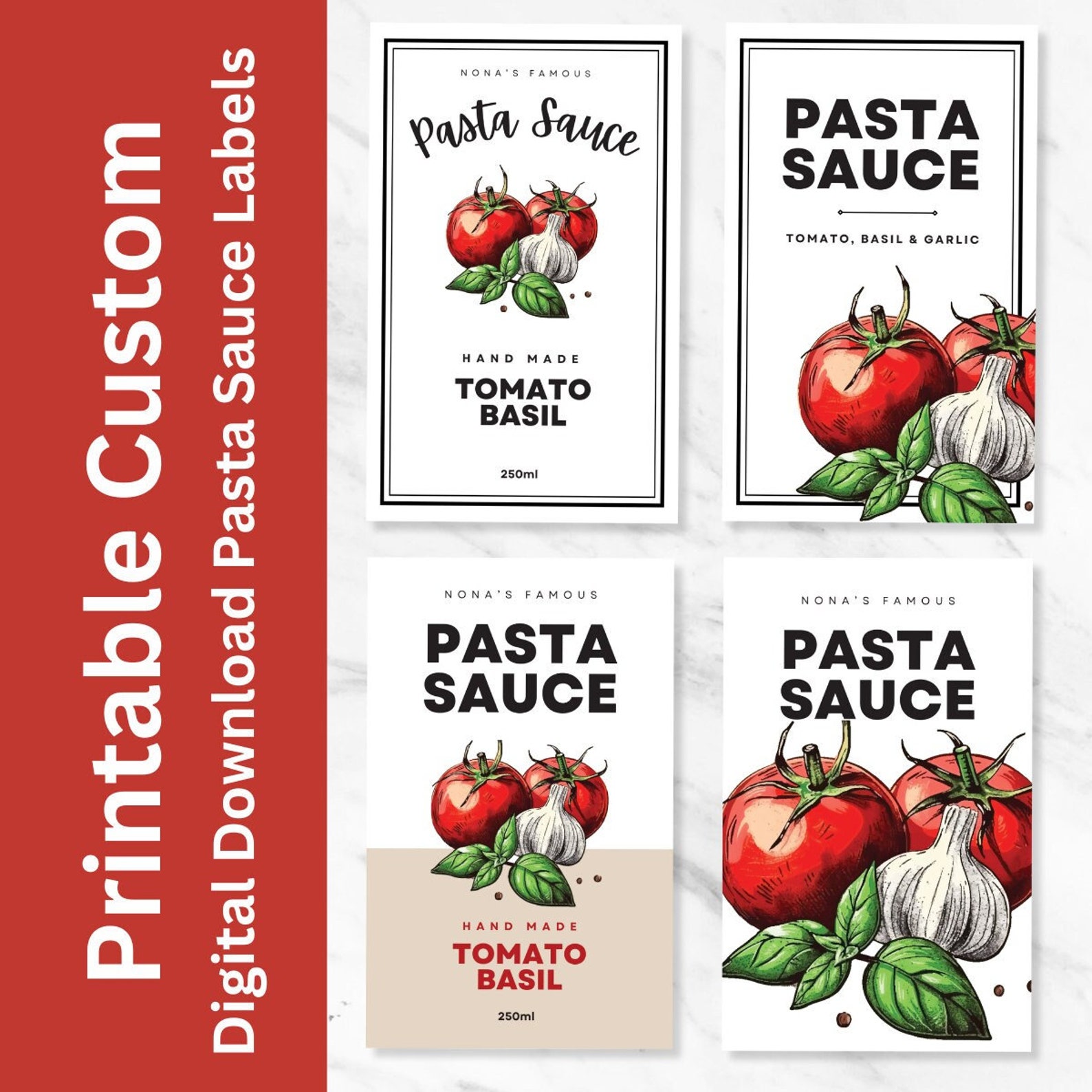 Customizable Pasta Sauce Label Templates - Digital Download (4 ...