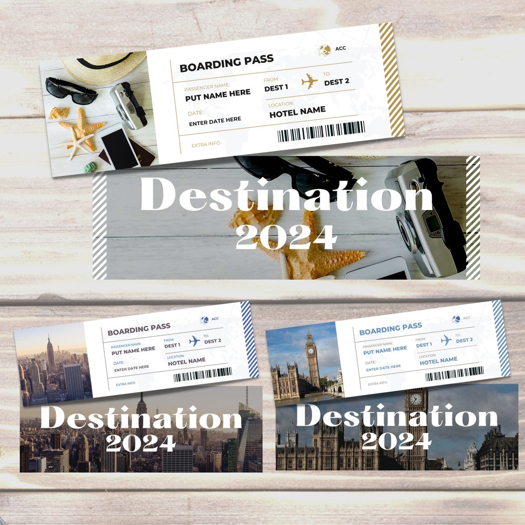Printable Travel Ticket Bundle - Set of 6 Editable Designs for ...