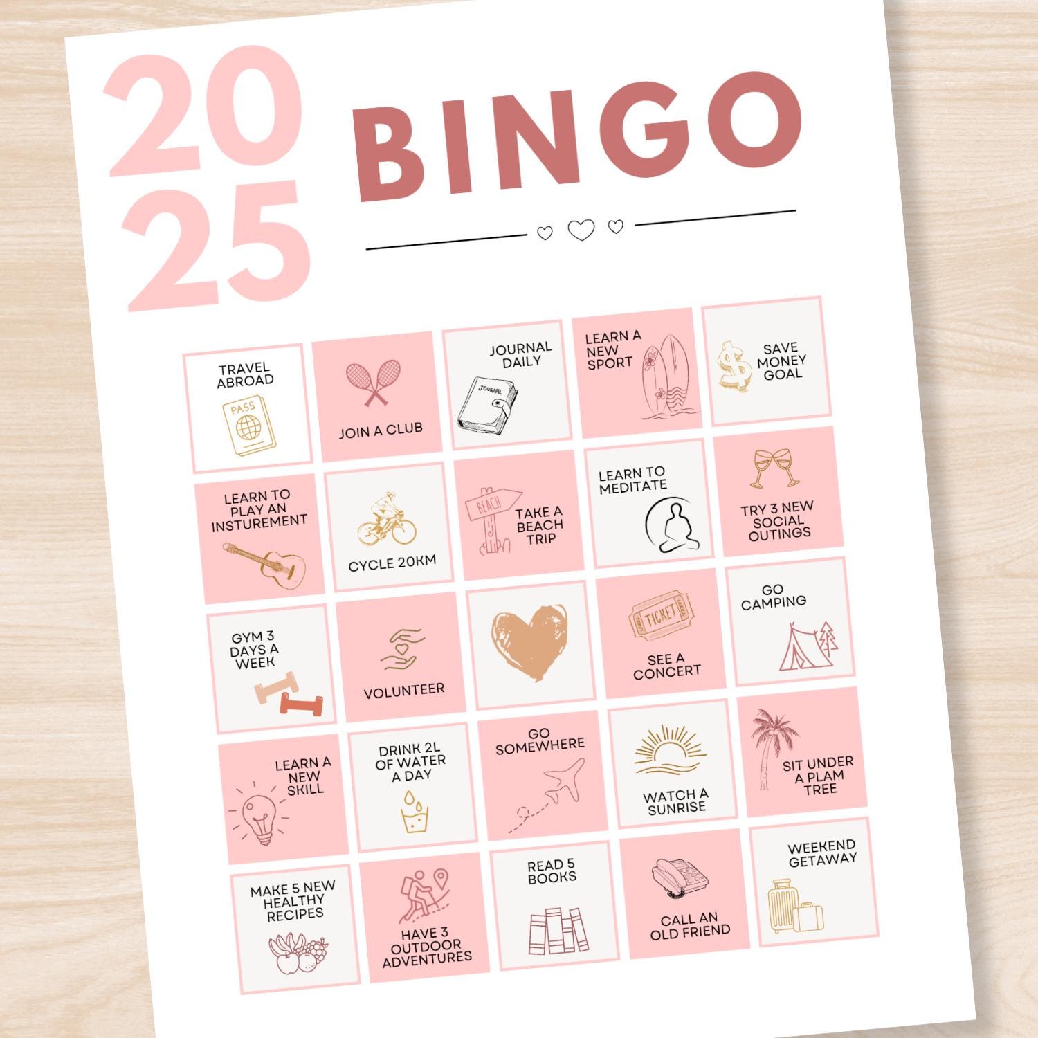 2025 Goal-setting Bingo Card. Digital Download. Customizable Vision ...