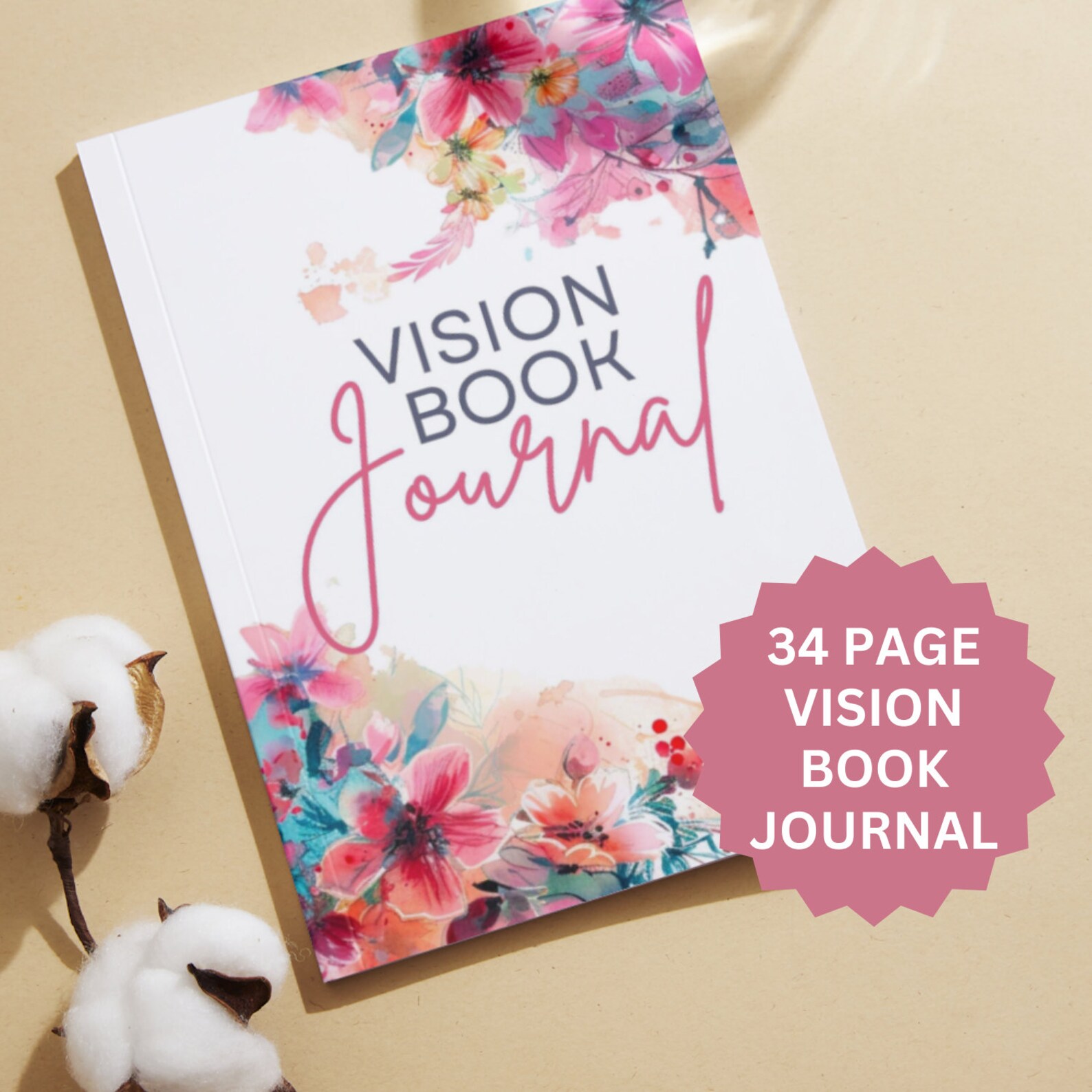 Vision Book Journal - Digital Download and Printable Files. Floral ...