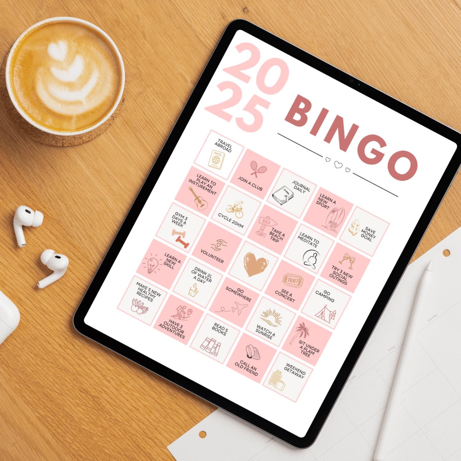 2025 Goal-setting Bingo Card. Digital Download. Customizable Vision ...