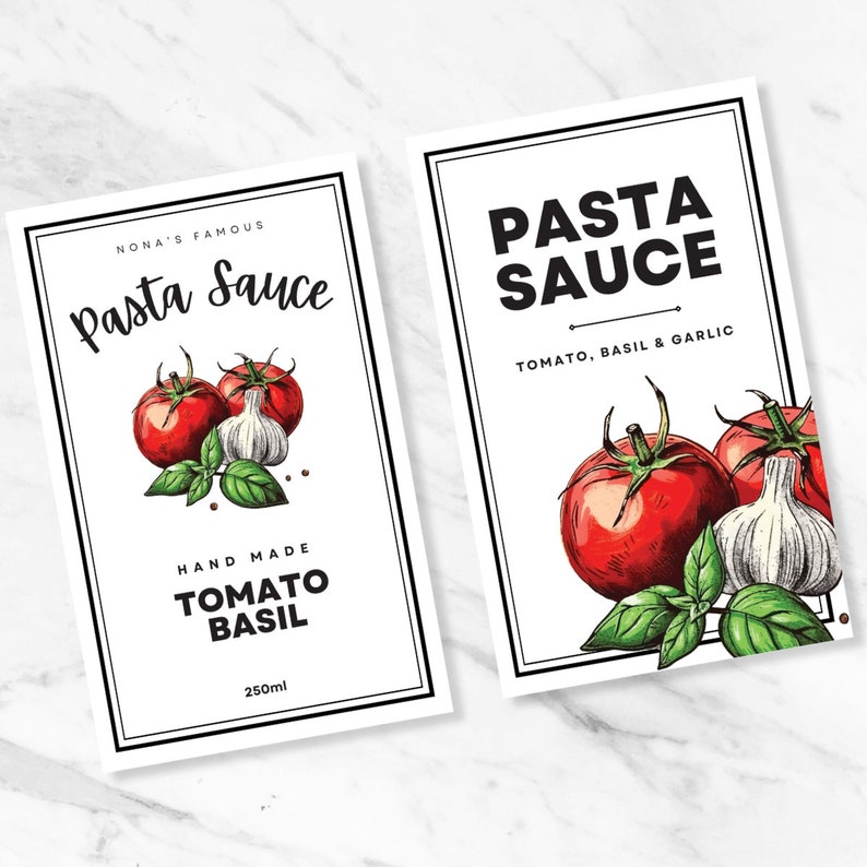 Customizable Pasta Sauce Label Templates - Digital Download (4 ...