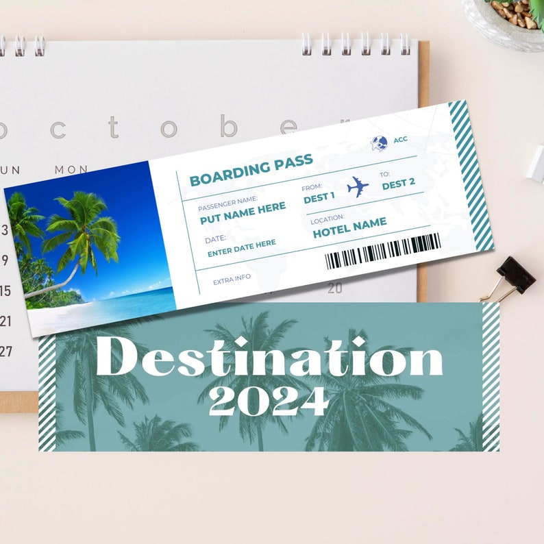 Printable Travel Ticket Bundle - Set of 6 Editable Designs for ...
