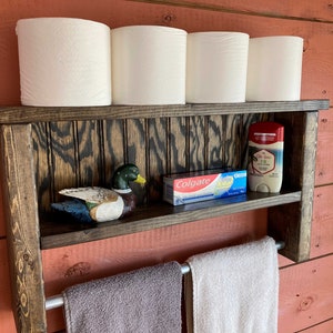 Rustic Wood Towel Rack, Country Farm House, Kitchen Shelf, Bathroom ...
