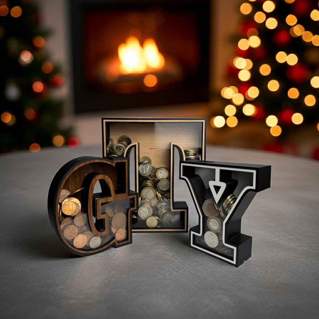 Letter Piggy Bank, Alphabet Money Box for Kids and Home Decor Wooden ...
