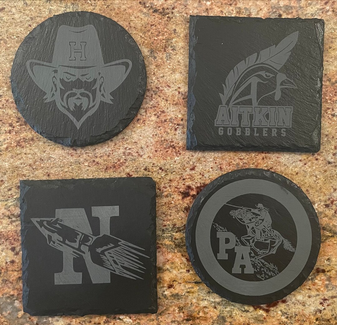Engraved College Logo Slate Coasters - Graduation, Christmas, or ...