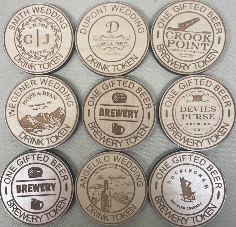 Wooden Drink Token Coins- Weddings, Breweries, Wineries, Events - Etsy