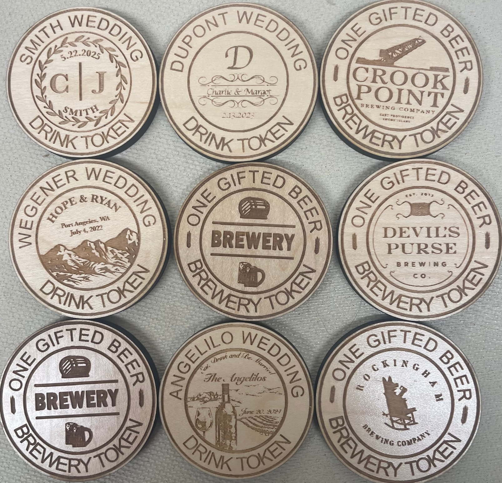 Wooden Drink Token Coins- Weddings, Breweries, Wineries, Events - Etsy