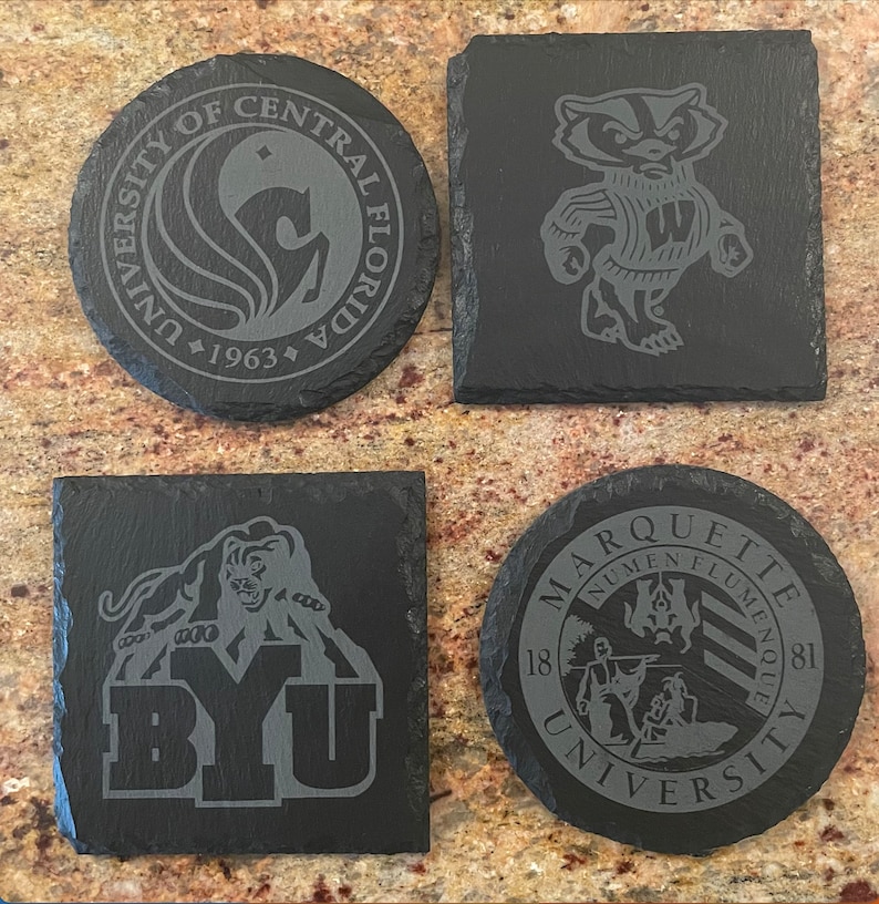 Custom University/college Slate Coasters- Set of 4- Great for ...
