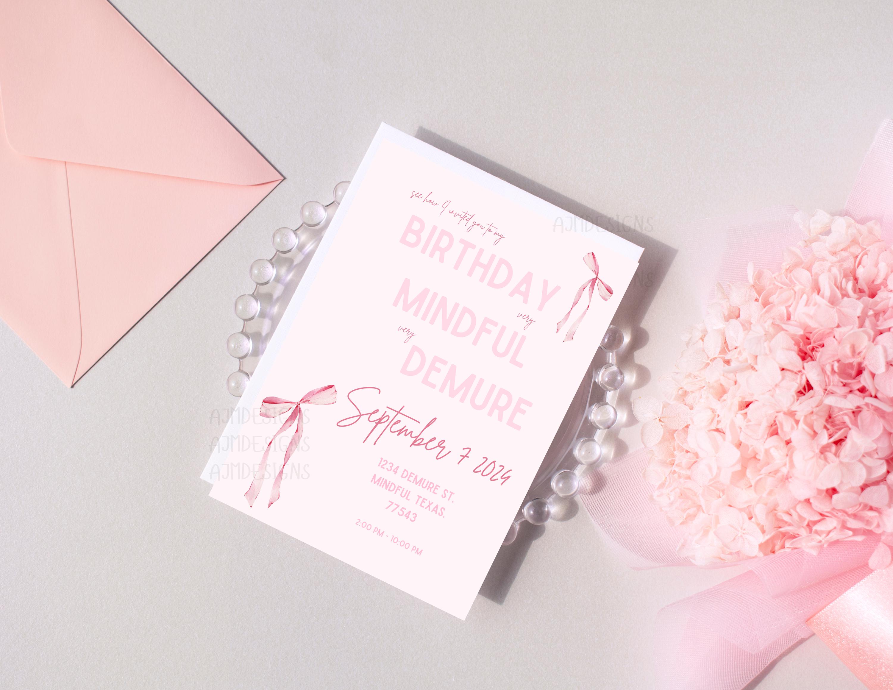 Very Demure Very Editable Invitation Coquette Birthday Party Digital ...