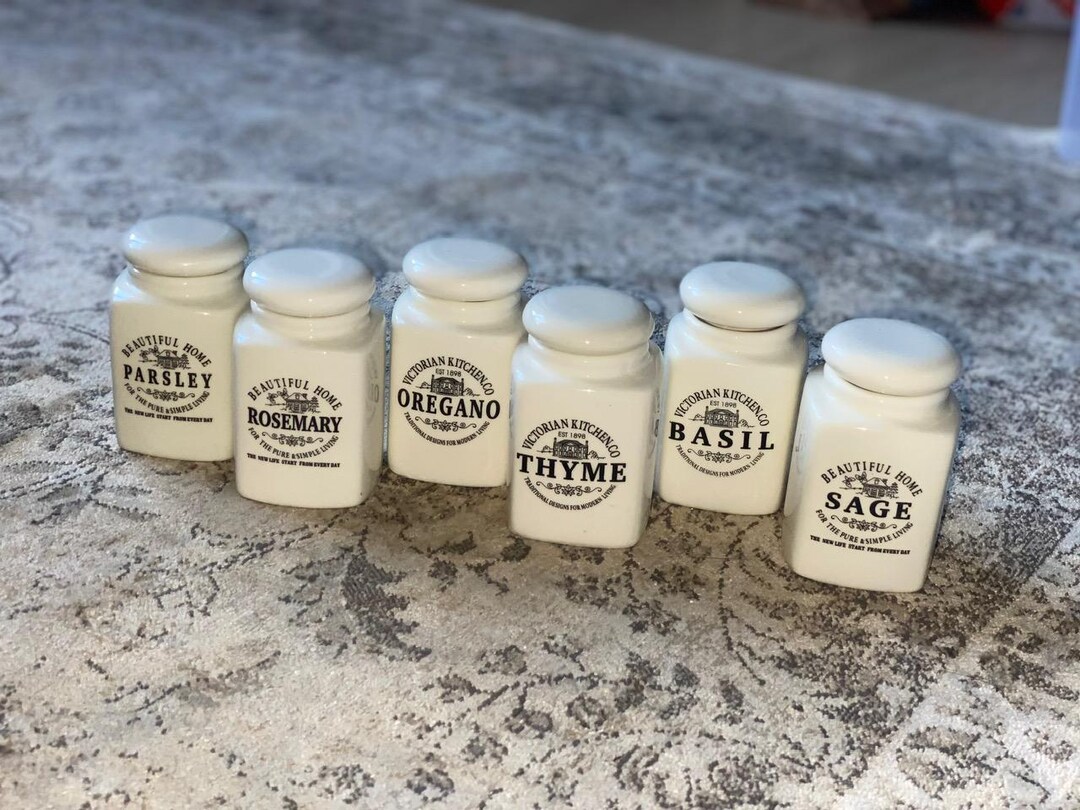 Vintage Victorian Style Herb Spice Pots Storage Containers - Etsy