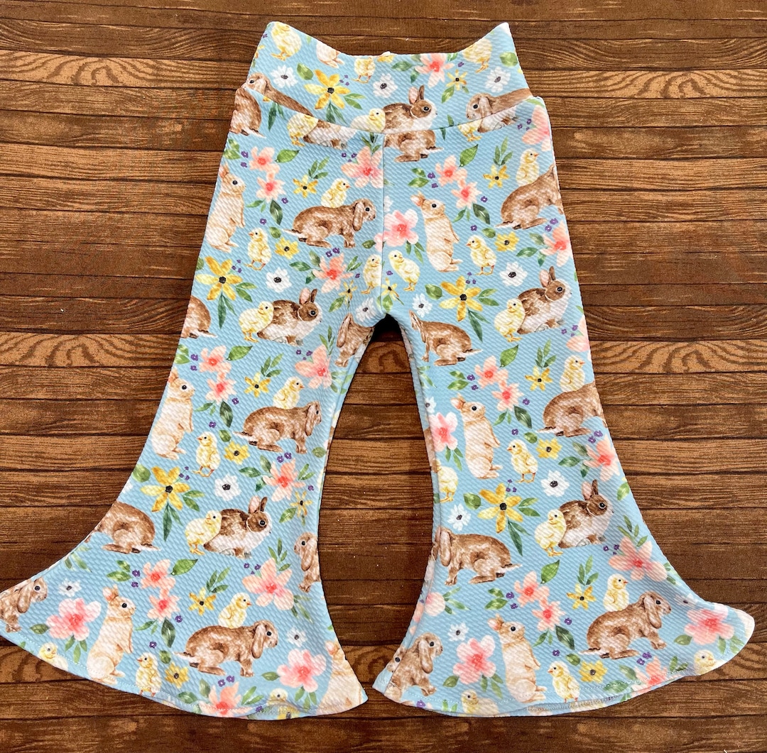 Bunny and Chicks Bell Bottoms Baby Girl, Toddler Girl, Spring, Easter ...