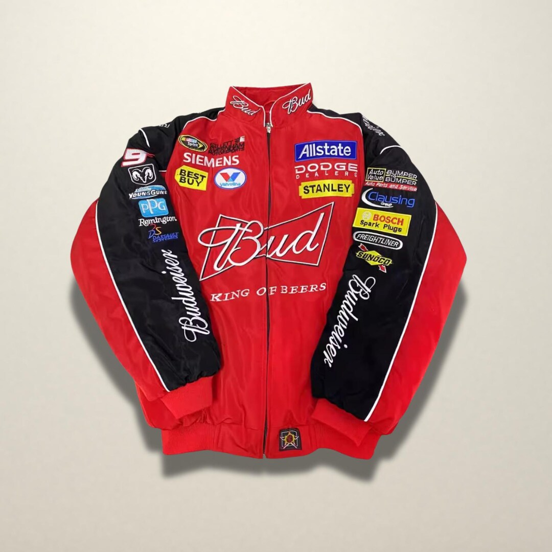 Budweiser Racing Jacket | Vintage NASCAR Bomber | Dale Jr #8 ...