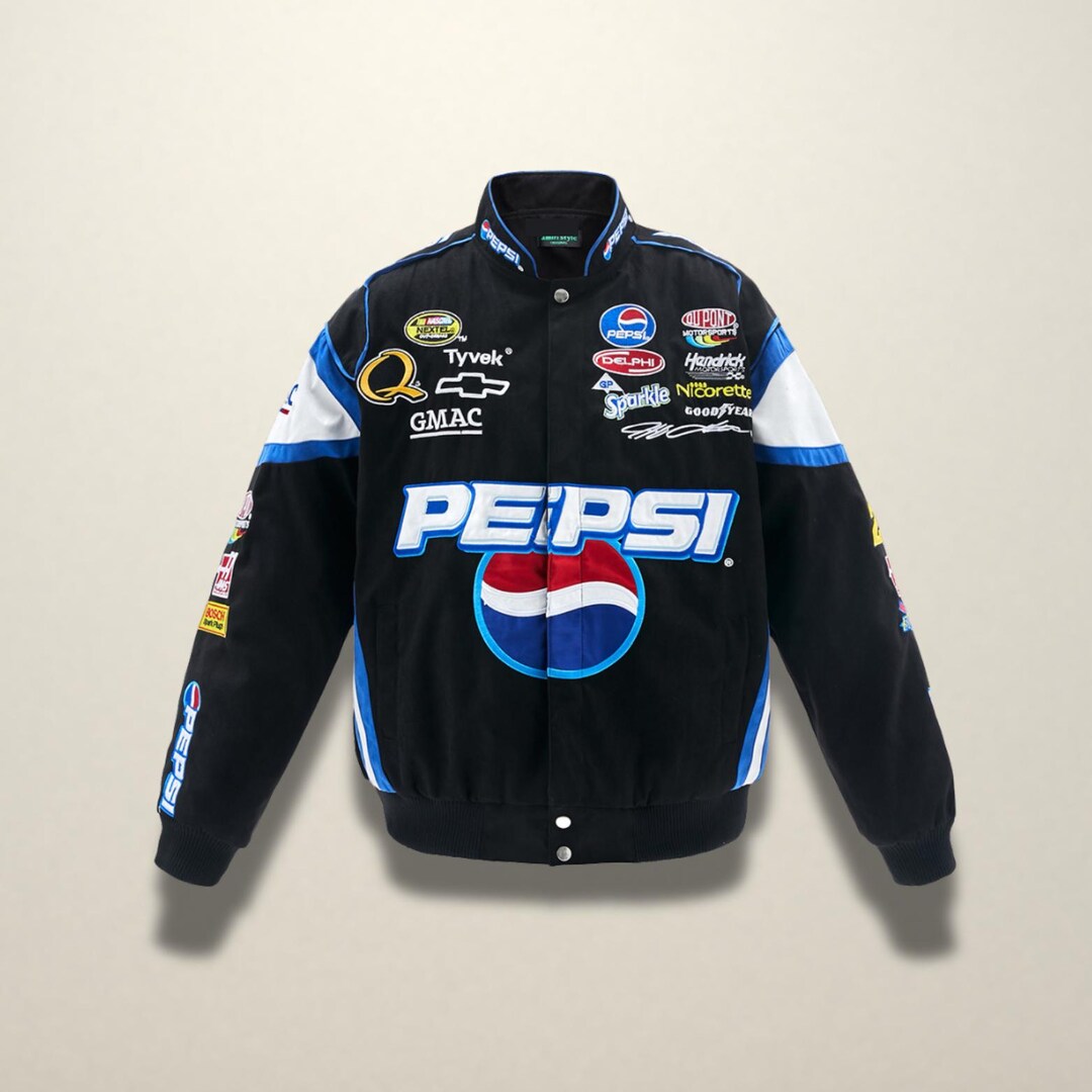 Vintage Pepsi Racing Jacket – Black NASCAR Leather Bomber – Jeff Gordon ...