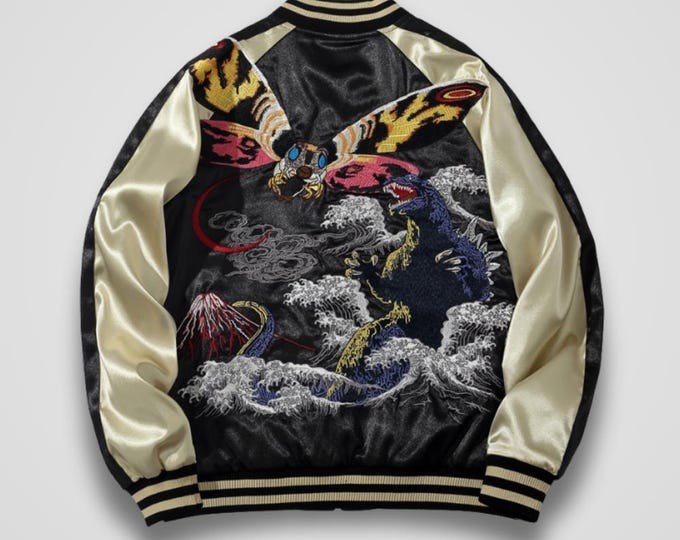 Vintage Sukajan Godzilla Jacket | Japanese Bomber With Embroidered ...