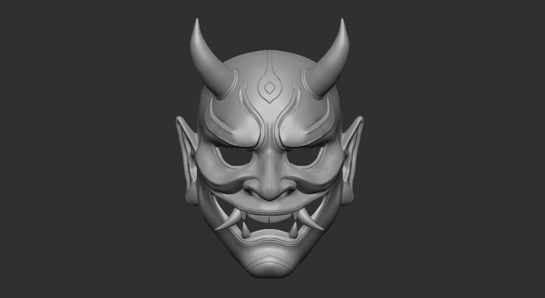 3D Printable Japanese Oni Mask STL File - Cosplay Samurai Demon Design ...