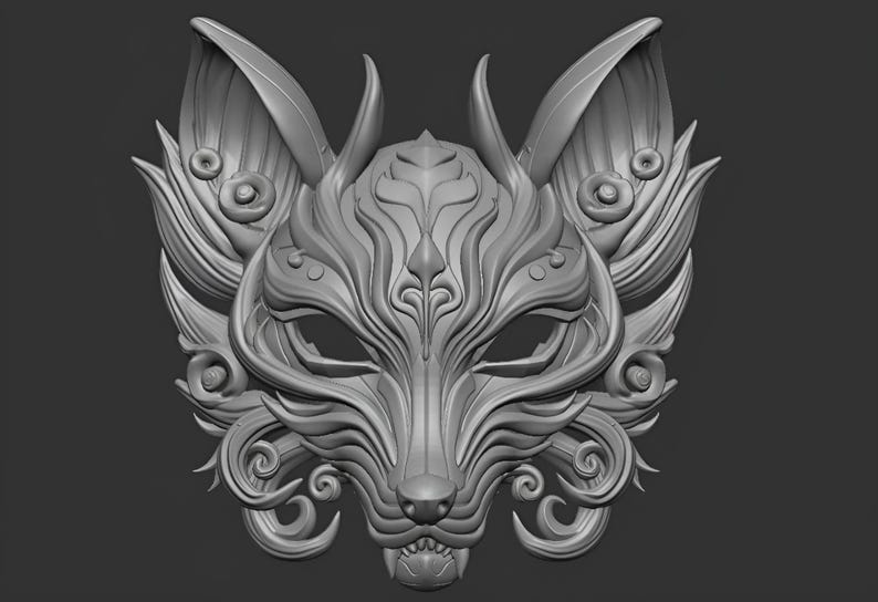 3D Printable Wolf Oni Anubis Mask: Cyberpunk Samurai Cosplay (STL File ...