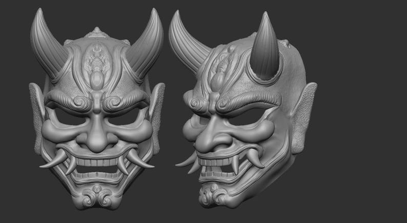 Japanese Traditional Hannya - Samurai Oni Wearable Mask Stl 3D Print ...