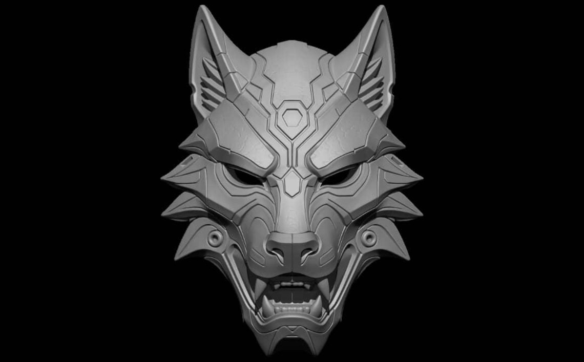 Cyberpunk Wolf Mask STL File – Futuristic 3D Printable Helmet for ...