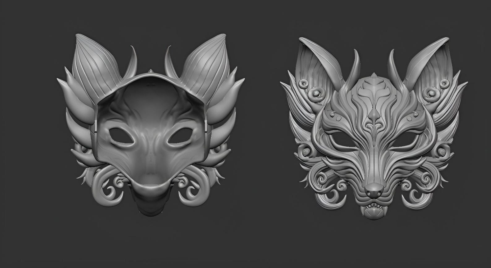 3D Printable Wolf Oni Anubis Mask: Cyberpunk Samurai Cosplay (STL File ...