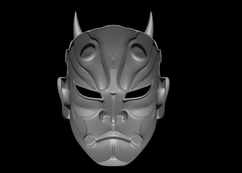 Oni Silver Blood Mask - STL File for 3D Printing | Samurai Demon Mask ...