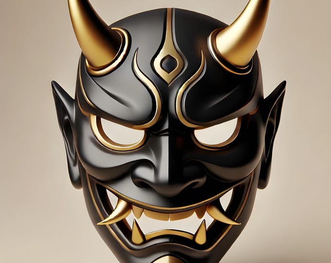 3D Printable Japanese Oni Mask STL File - Cosplay Samurai Demon Design ...