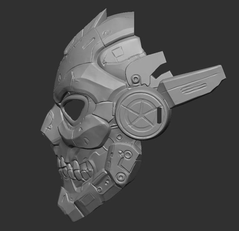 Neon Cyber Sentinel Mask – Futuristic Sci-fi Skull STL for 3D Printing ...