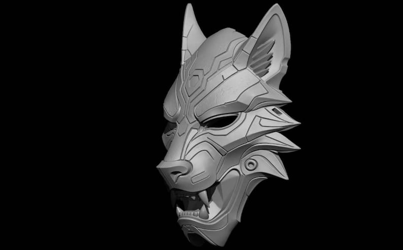Cyberpunk Wolf Mask STL File – Futuristic 3D Printable Helmet for ...