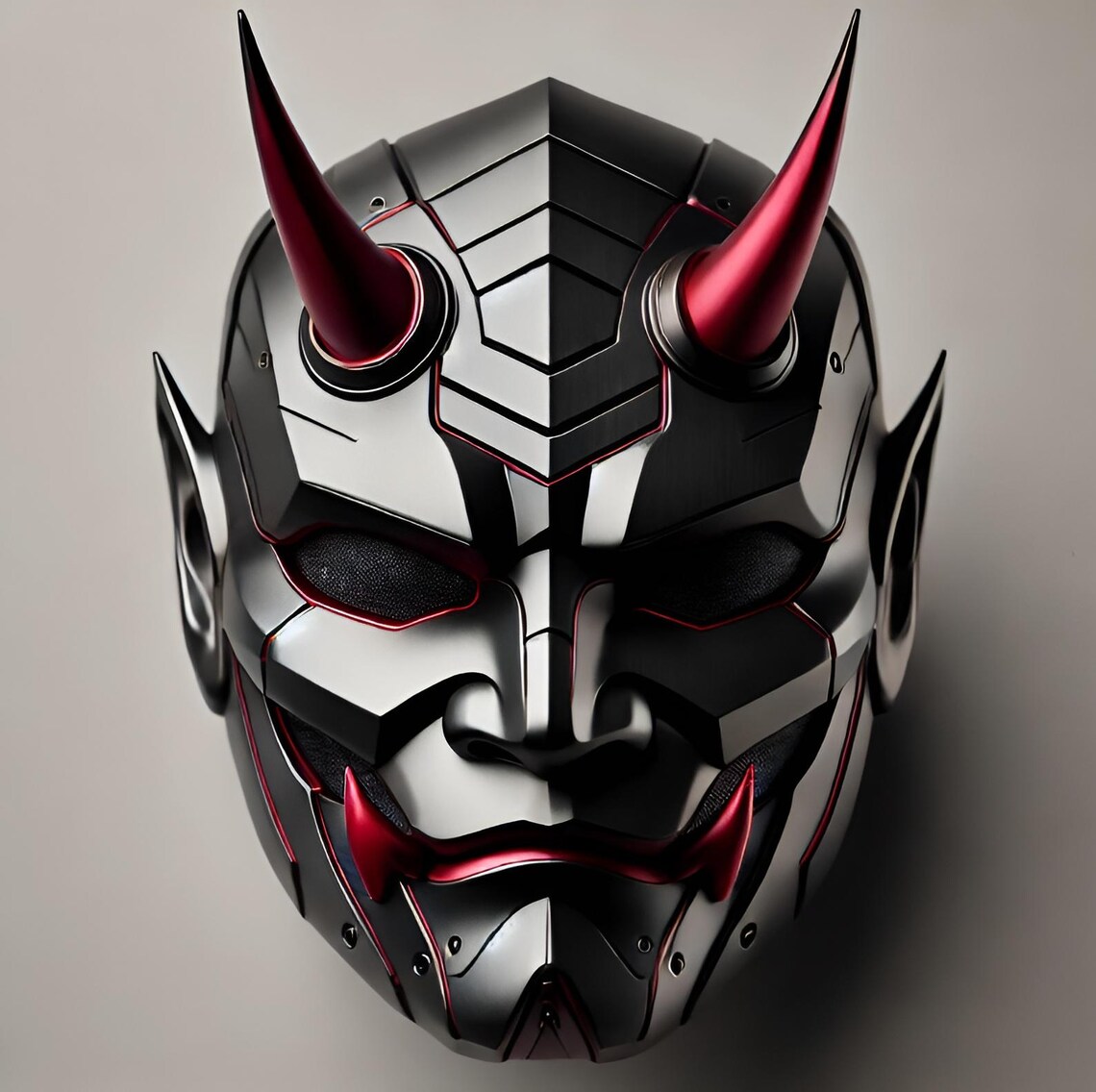 Cyberpunk 2077 Oni Mask STL – Futuristic Samurai Demon Mask for 3D ...